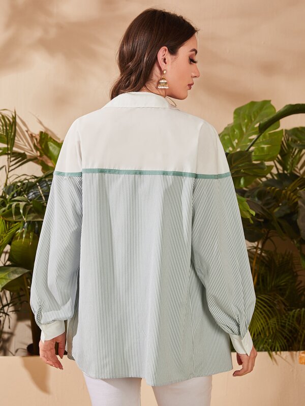 Shein Mulvari Striped Lantern Sleeve Blouse Shein Usa