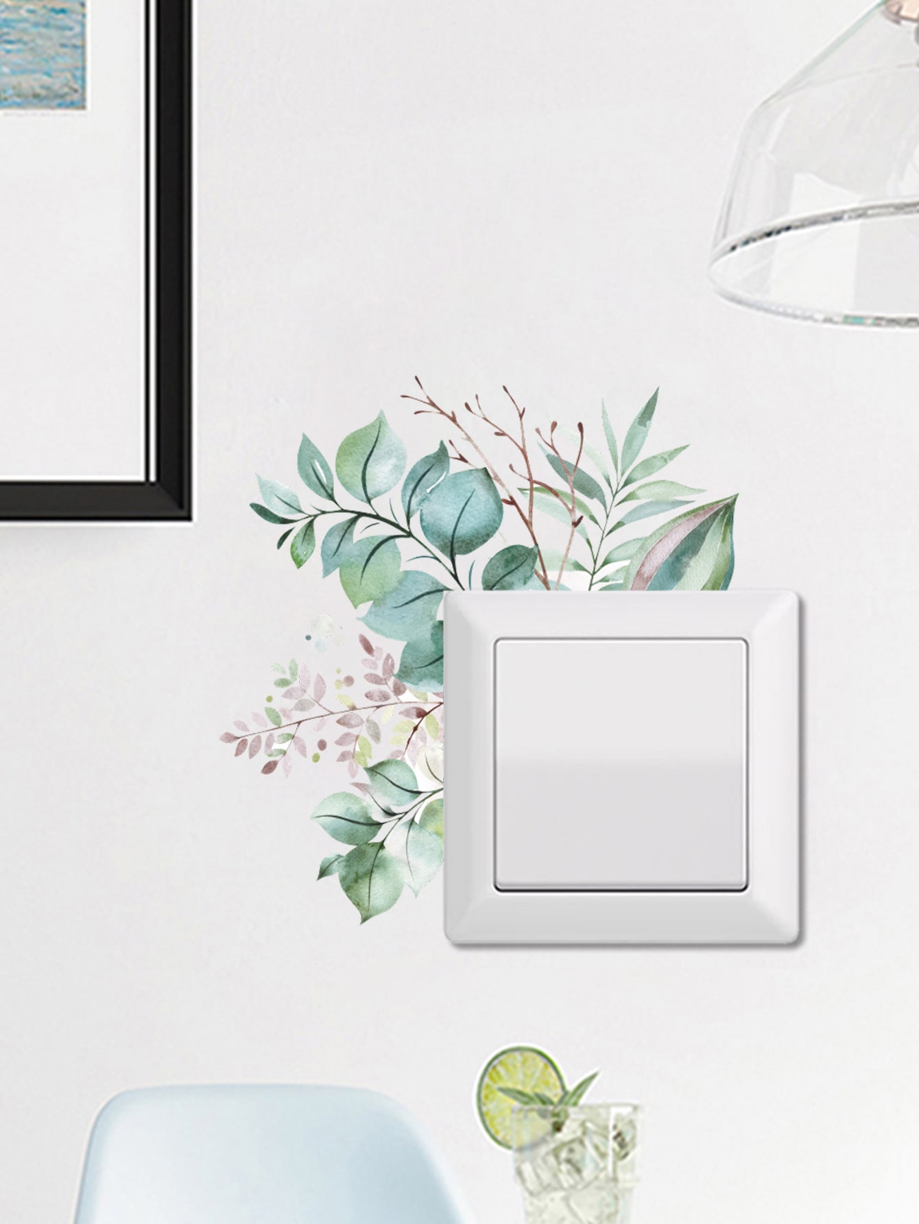 1pc Plant Print Switch Outlet Wall Sticker