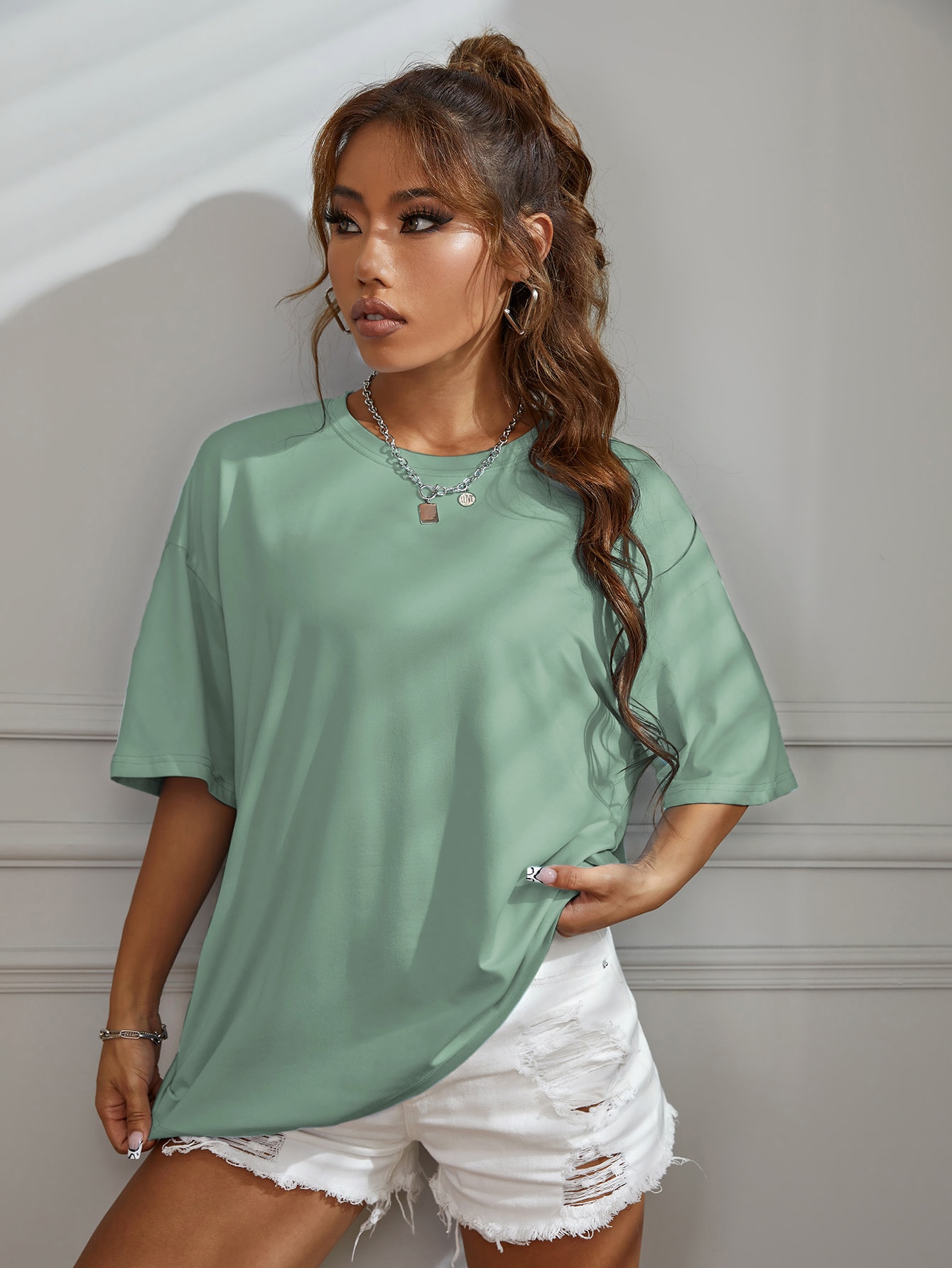 Slogan Graphic Drop Shoulder Tee Shein Uk