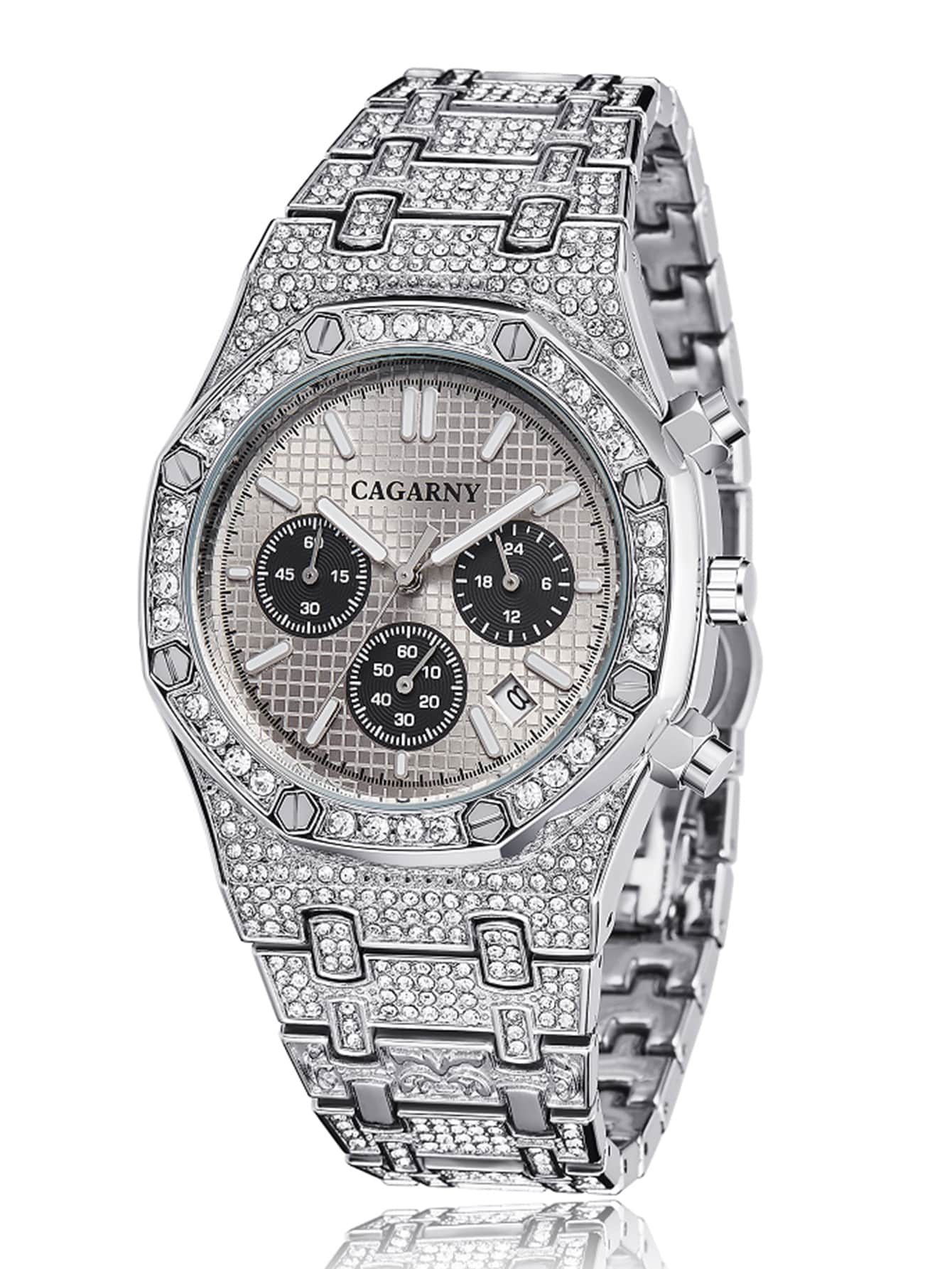 Men Rhinestone Decor Triple Dial Date Quartz Watch for Sale Australia ...