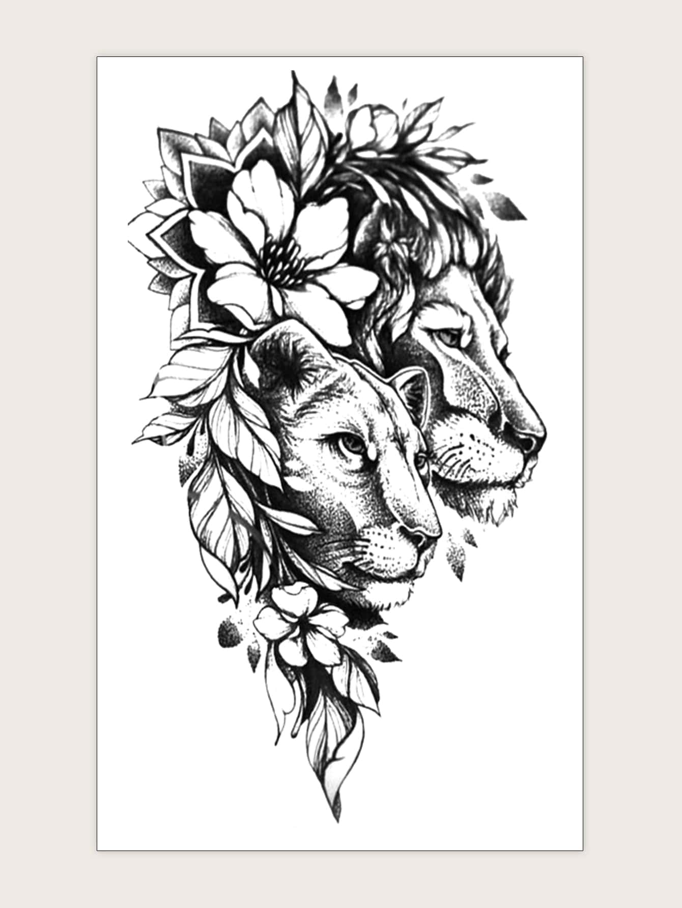 Lioness Tattoo With Flowers