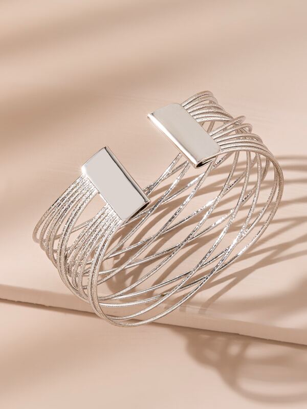 1pc Fashionable Women's Multi-layered Metal Decorated Open Bangle ...