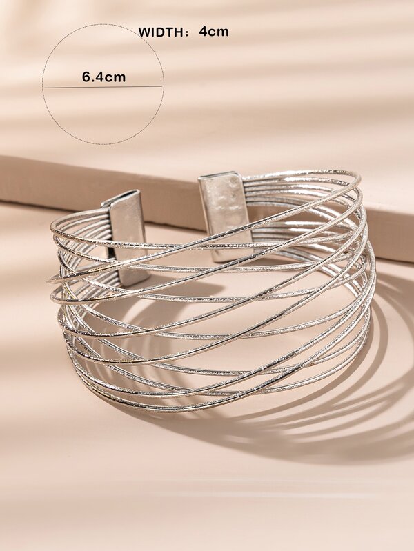 1pc Fashionable Women's Multi-layered Metal Decorated Open Bangle ...