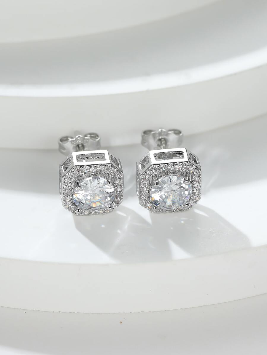 Rhinestone Decor Square Stud Earrings | SHEIN USA
