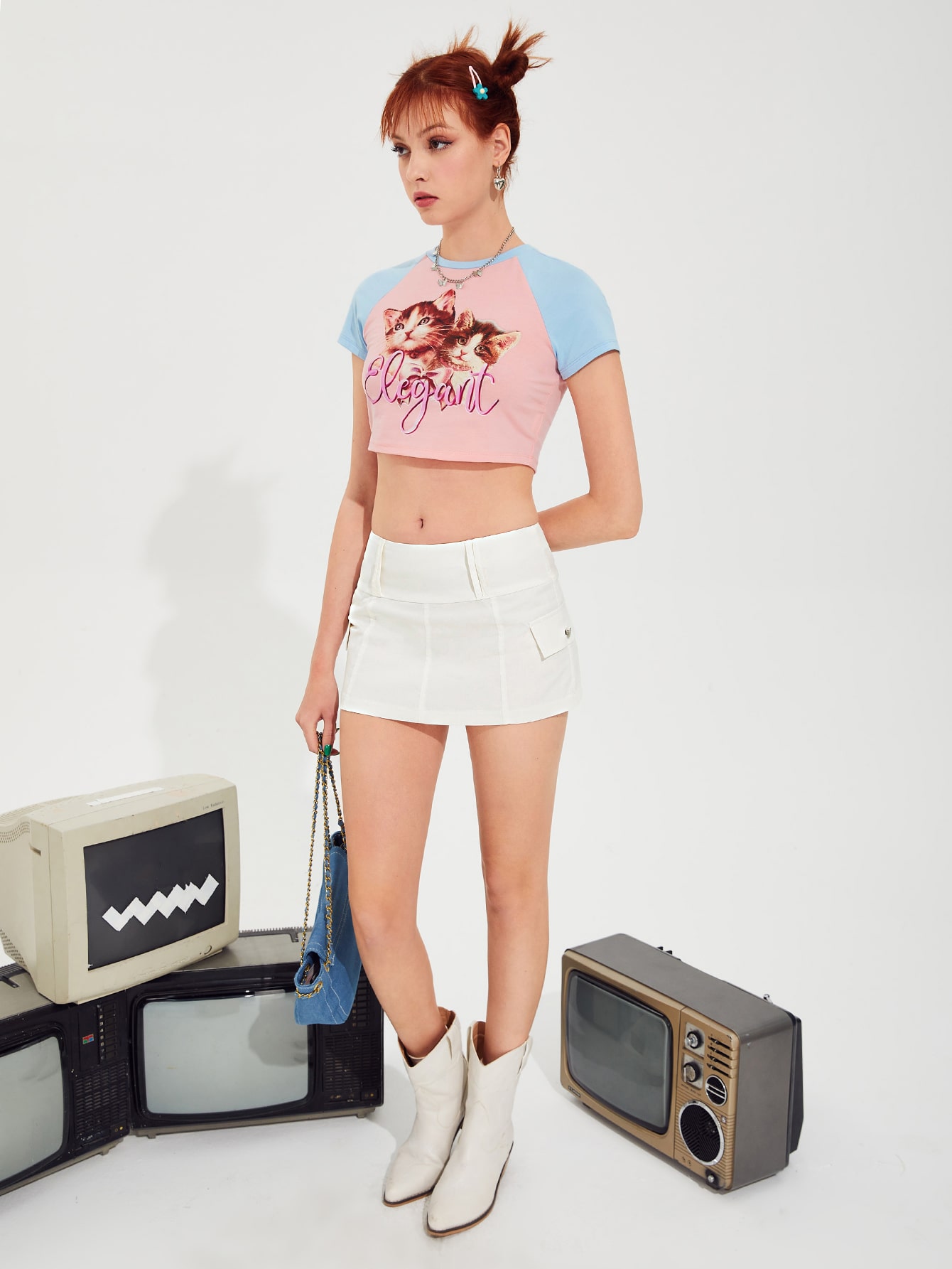 SHEIN ICON 90s Flap Detail Zip Back Skirt | SHEIN EUR