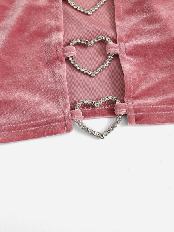 Shein Icon Top Corto Tubo Con Corazón Con Diamante De Imitación De