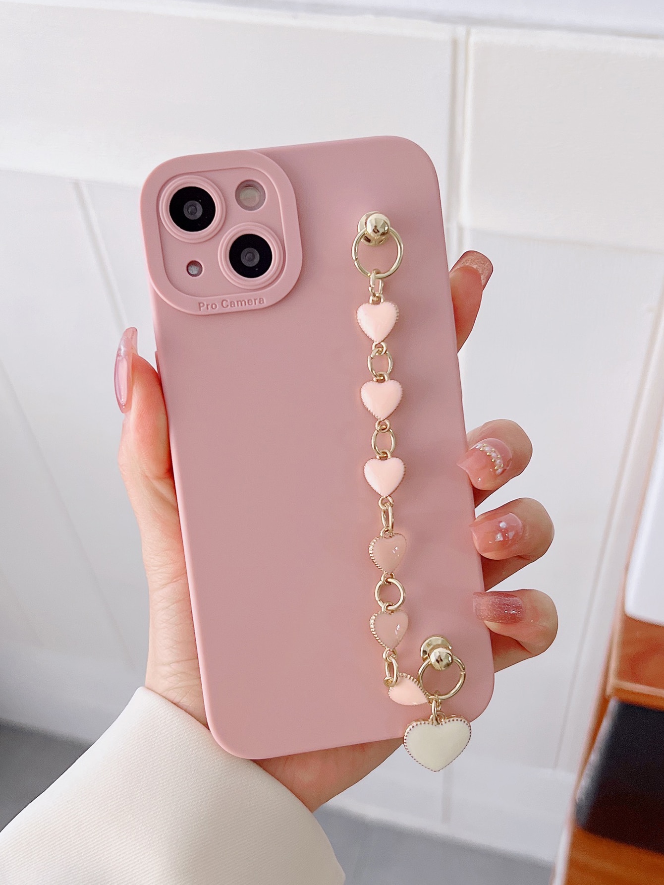 Plain Phone Case With Heart Hand Strap
