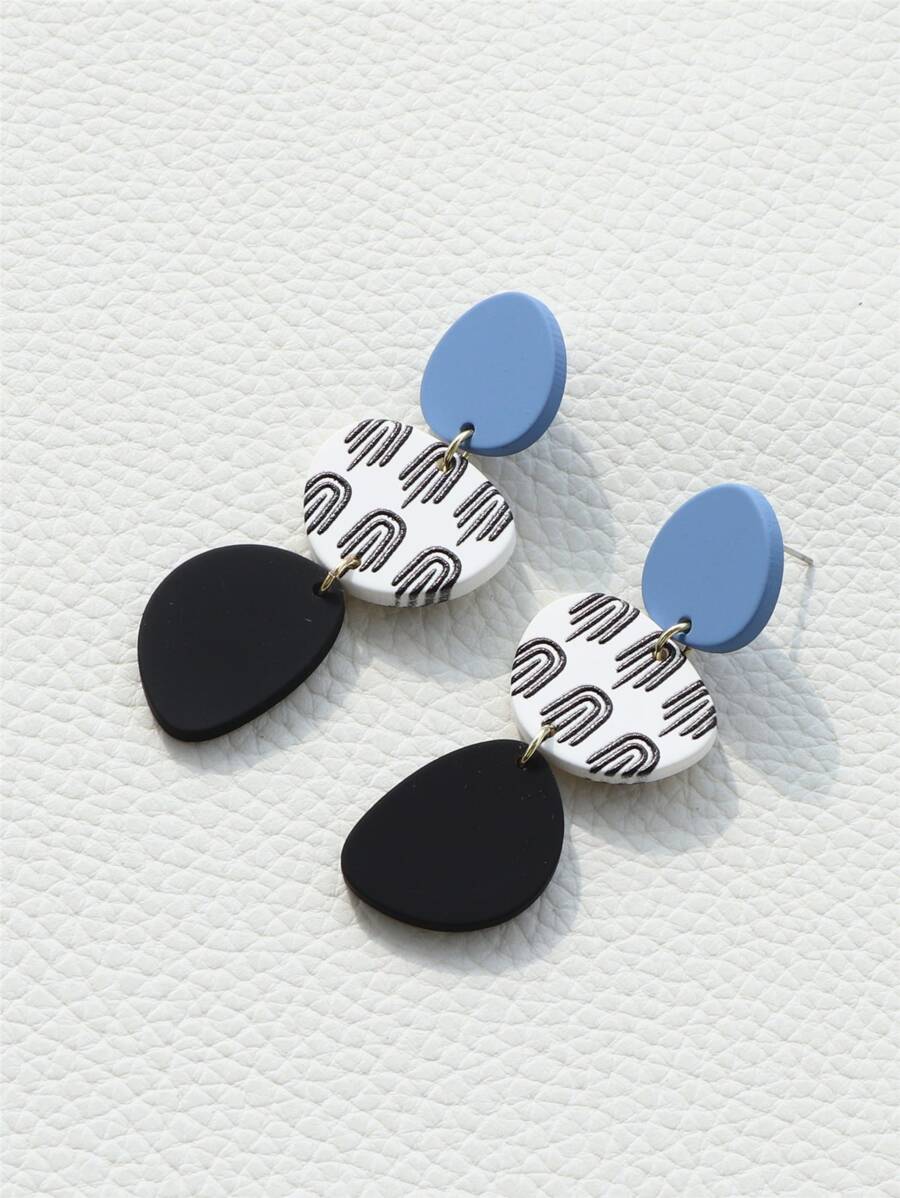 Color Block Geometric Drop Earrings | SHEIN USA
