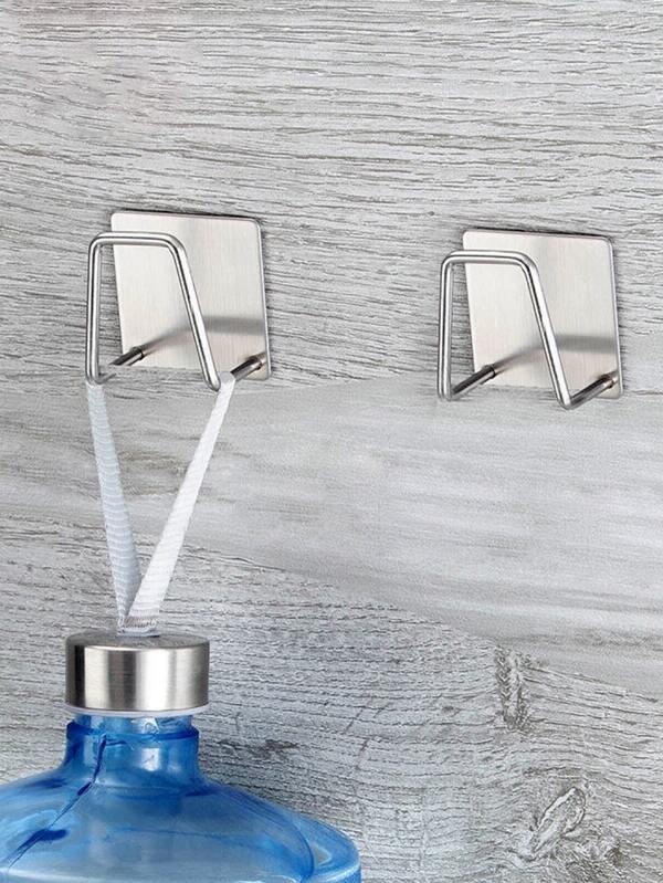 2pcs Stainless Steel Wall Hook, Silver Adhesive Sink Drain Rack For ...