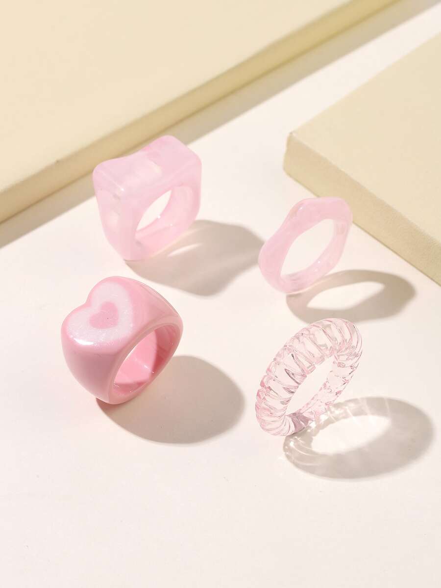 4pcs Heart Pattern Ring | SHEIN USA