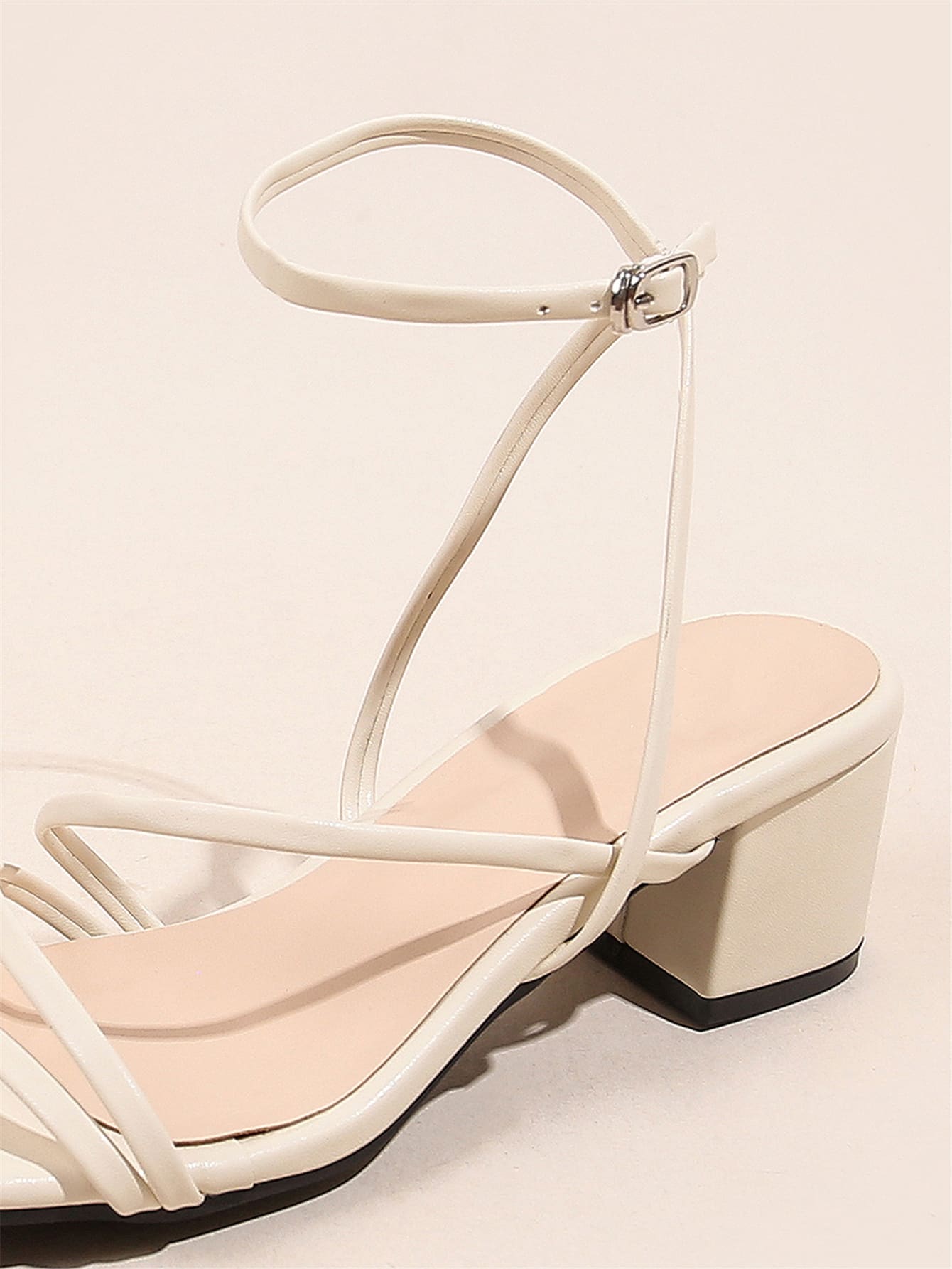 Women Minimalist Chunky Heeled Ankle Strap Sandals, Elegant Summer ...