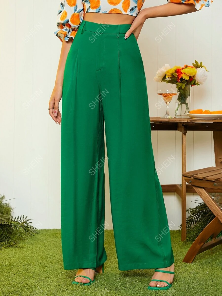 SHEIN Privé High Waist Wide Leg Trousers | SHEIN UK