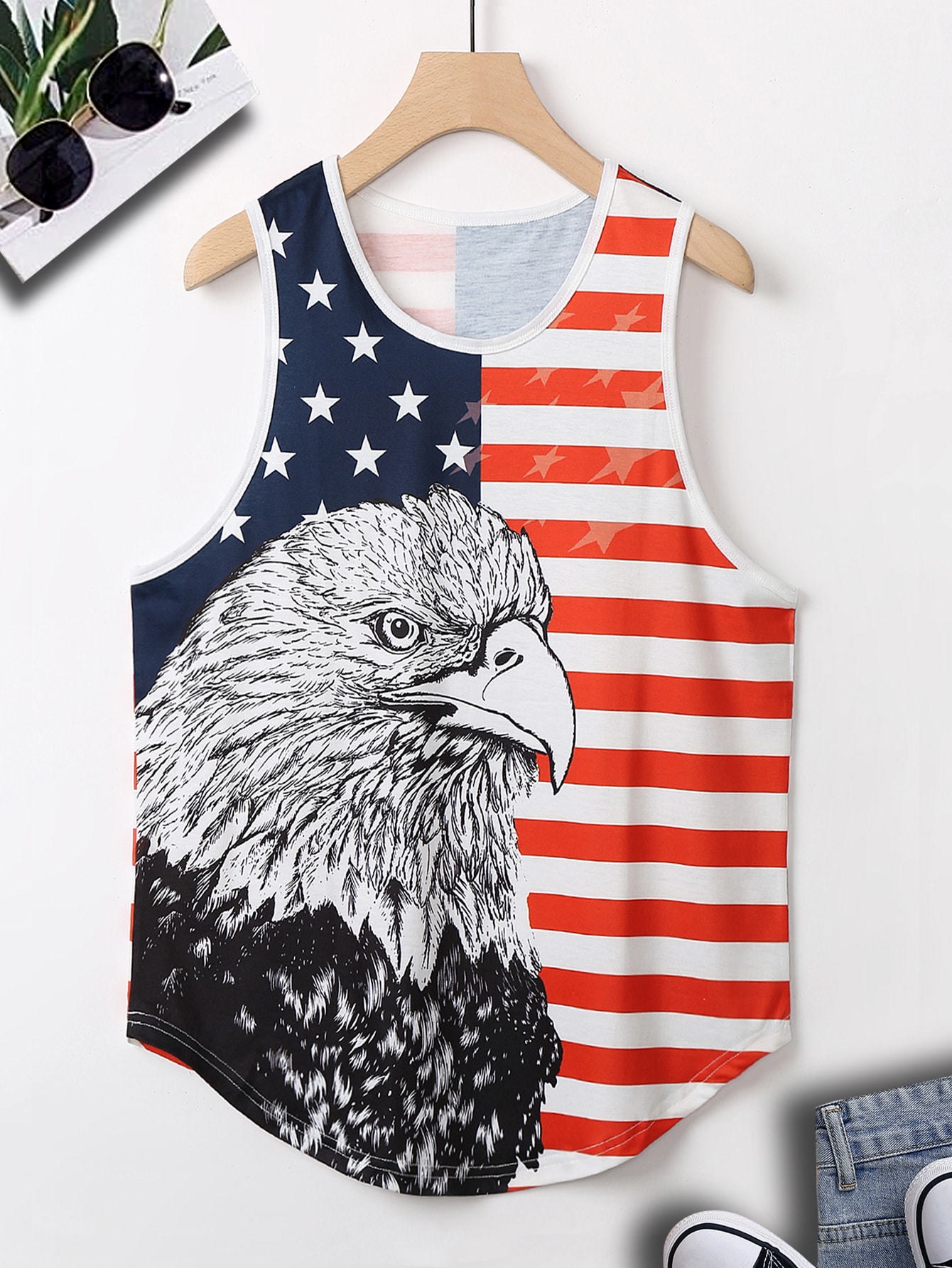 Manfinity Legnd Hombres Top Tank Con Estampado De Bandera