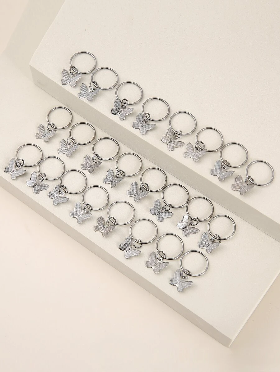 24pcs Butterfly Charm Hair Ring | SHEIN USA