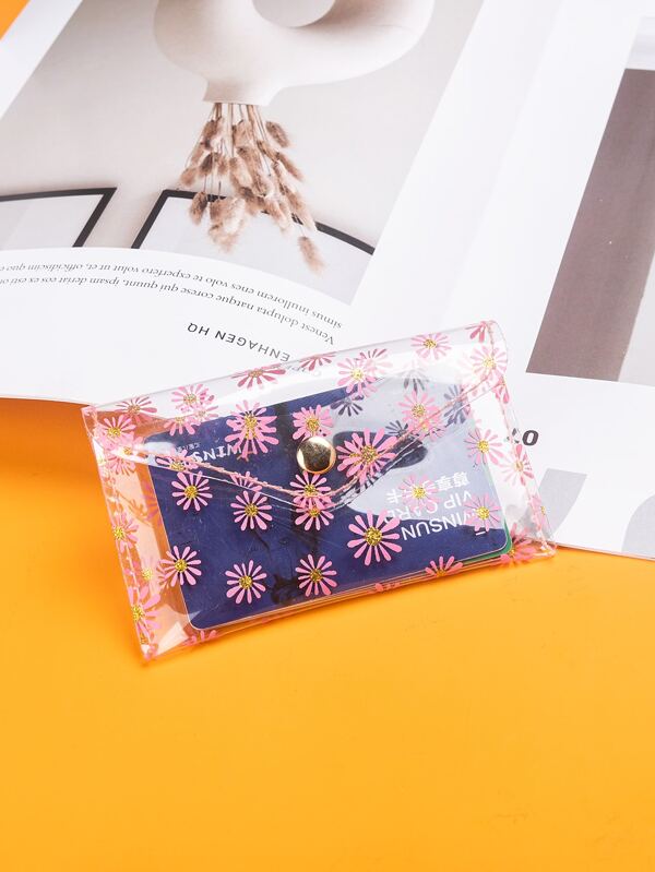 Floral Print Snap Button Card Holder | SHEIN USA
