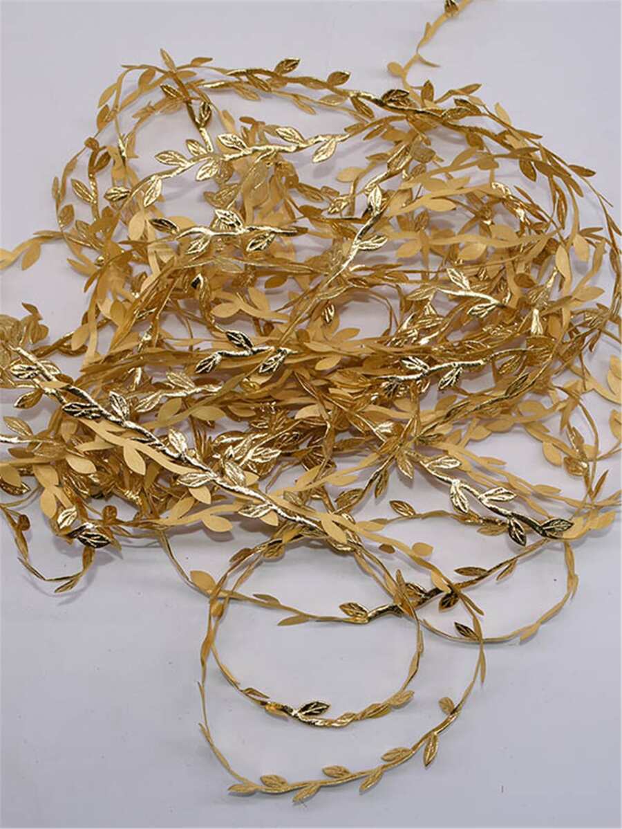 1pc Artificial Leaf Vine, 5M Gold Metallic Polyester Vine String, For ...