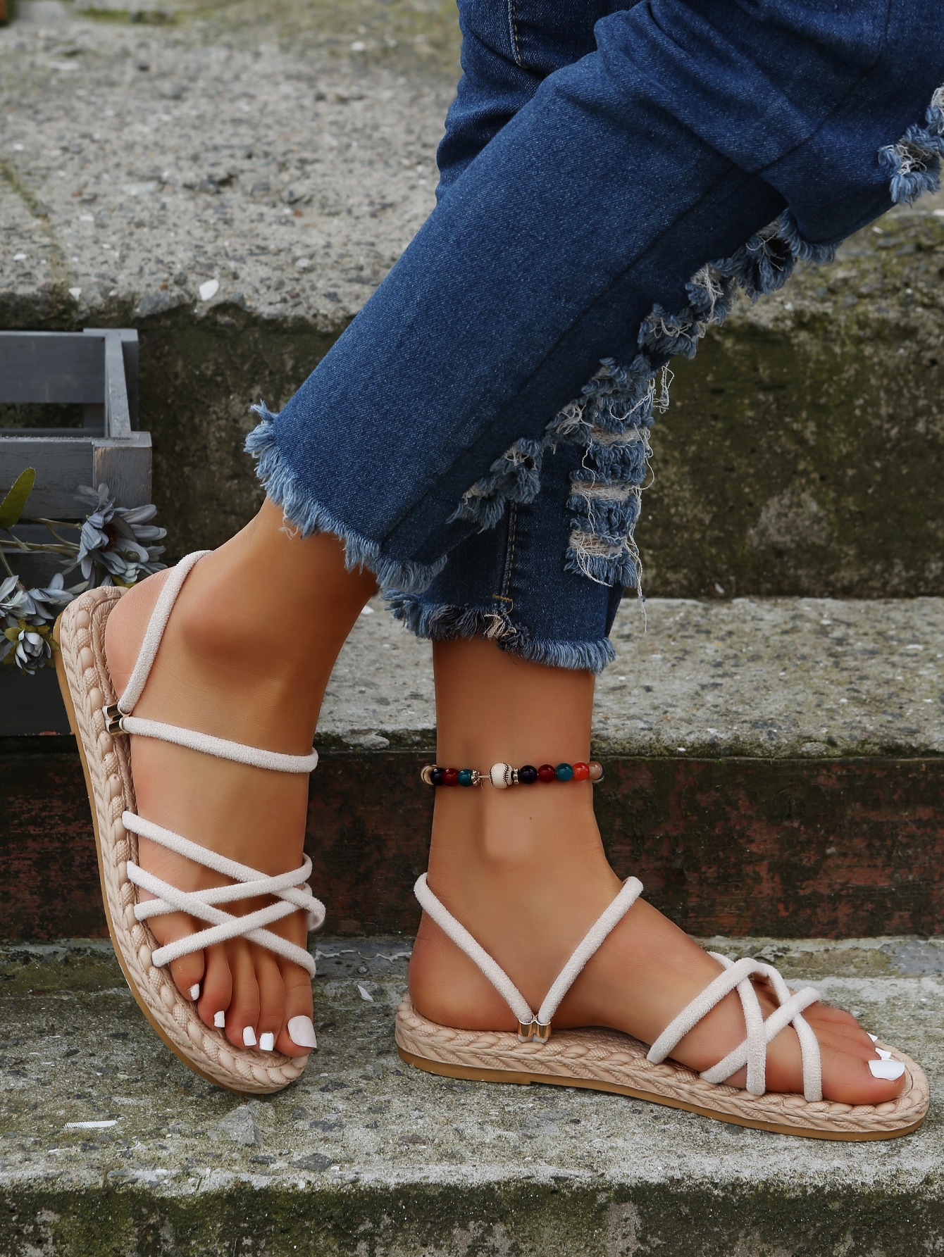 Criss Cross Thin Strap Sandals