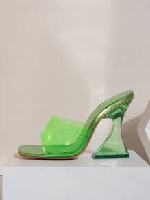 Clear Strap Sculptural Heeled Mule Sandals | SHEIN USA