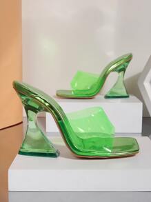 Clear Strap Sculptural Heeled Mule Sandals | SHEIN USA