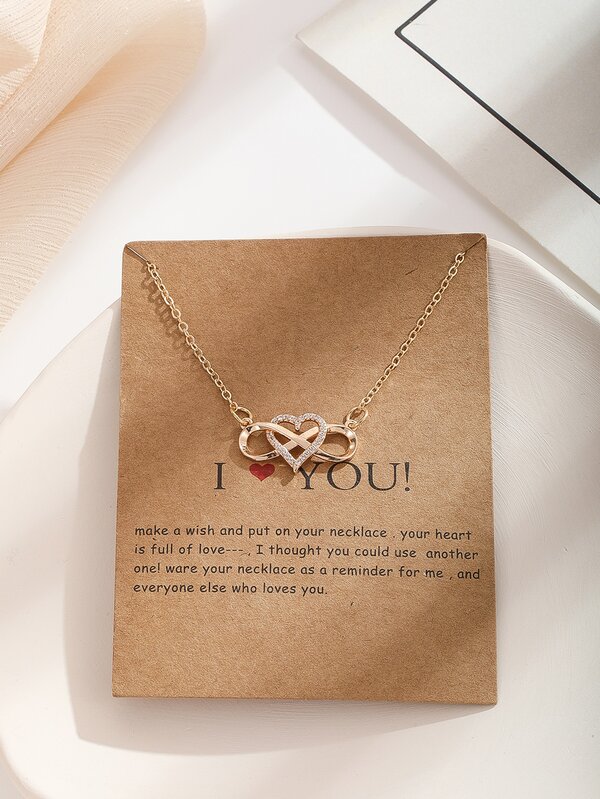 Rhinestone Heart & Infinity Symbol Charm Necklace | SHEIN USA