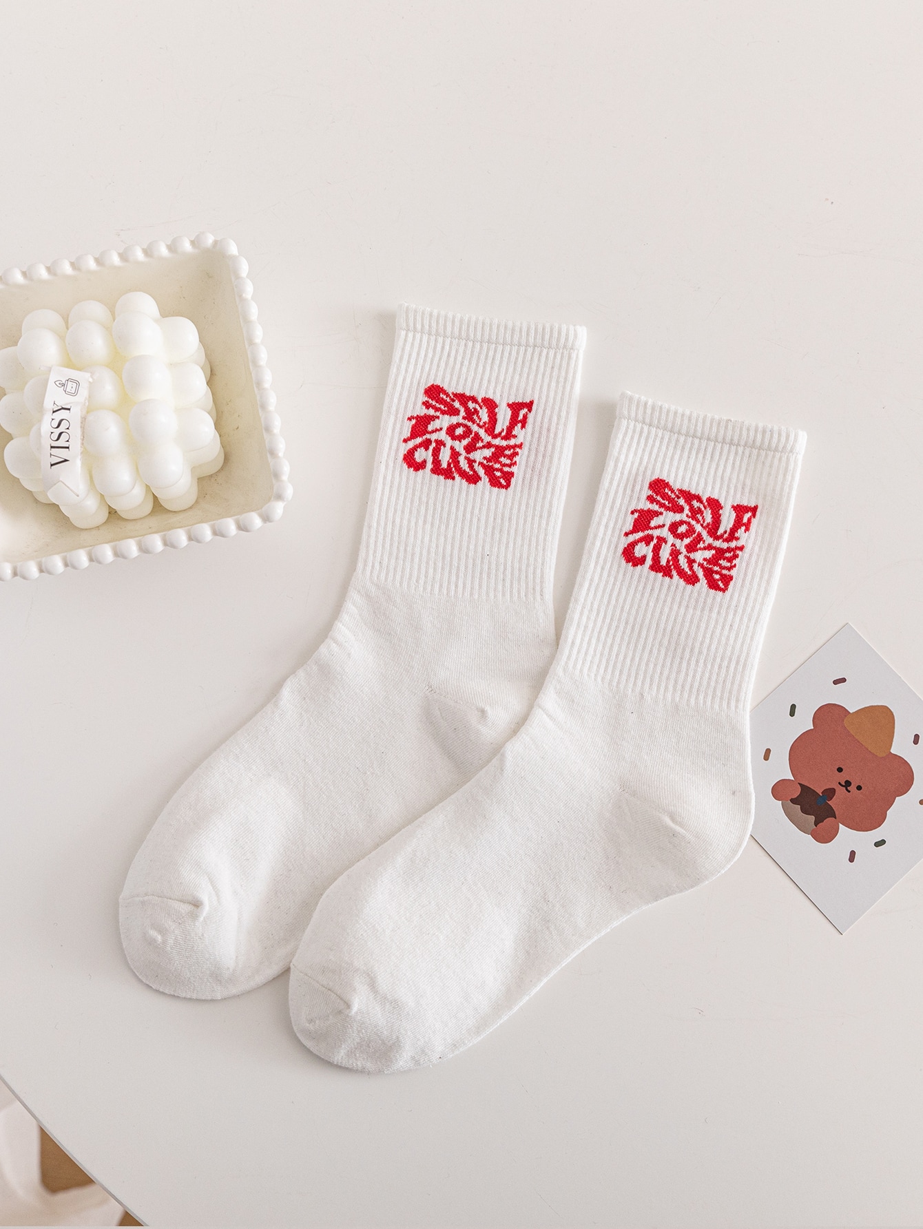 Letter Graphic Crew Socks