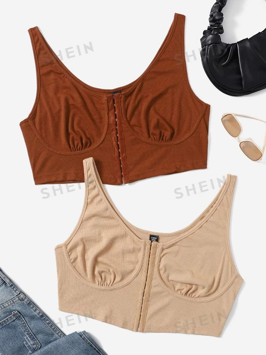 SHEIN EZwear Plus 2 Pack Ruched Bust Tank Top | SHEIN UK