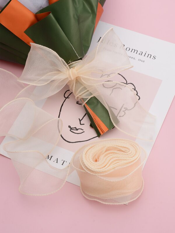 1pc Gift Wrap Mesh Ribbon, Simple Plain Color Gift Wrapping Tape For ...