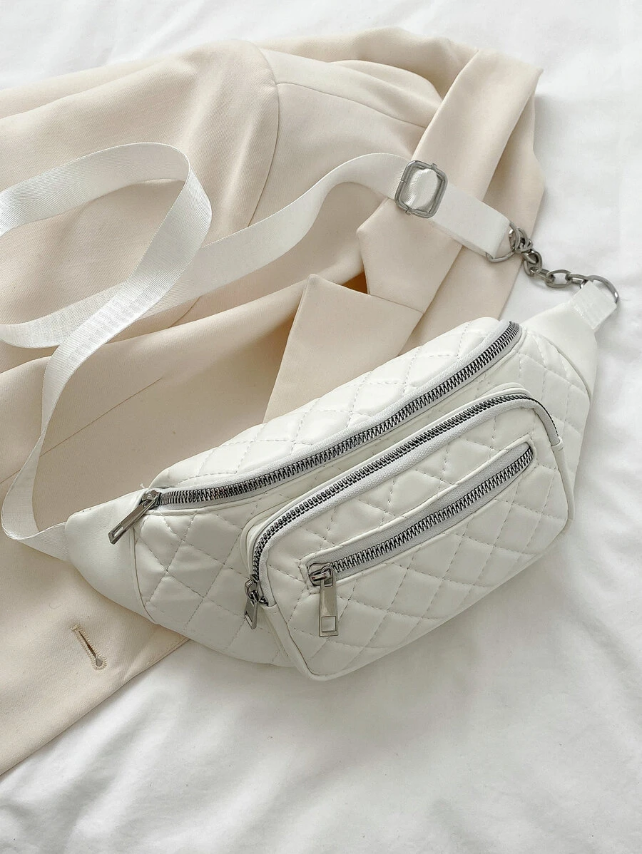 Mini Quilted Multi Zip Fanny Pack | SHEIN USA