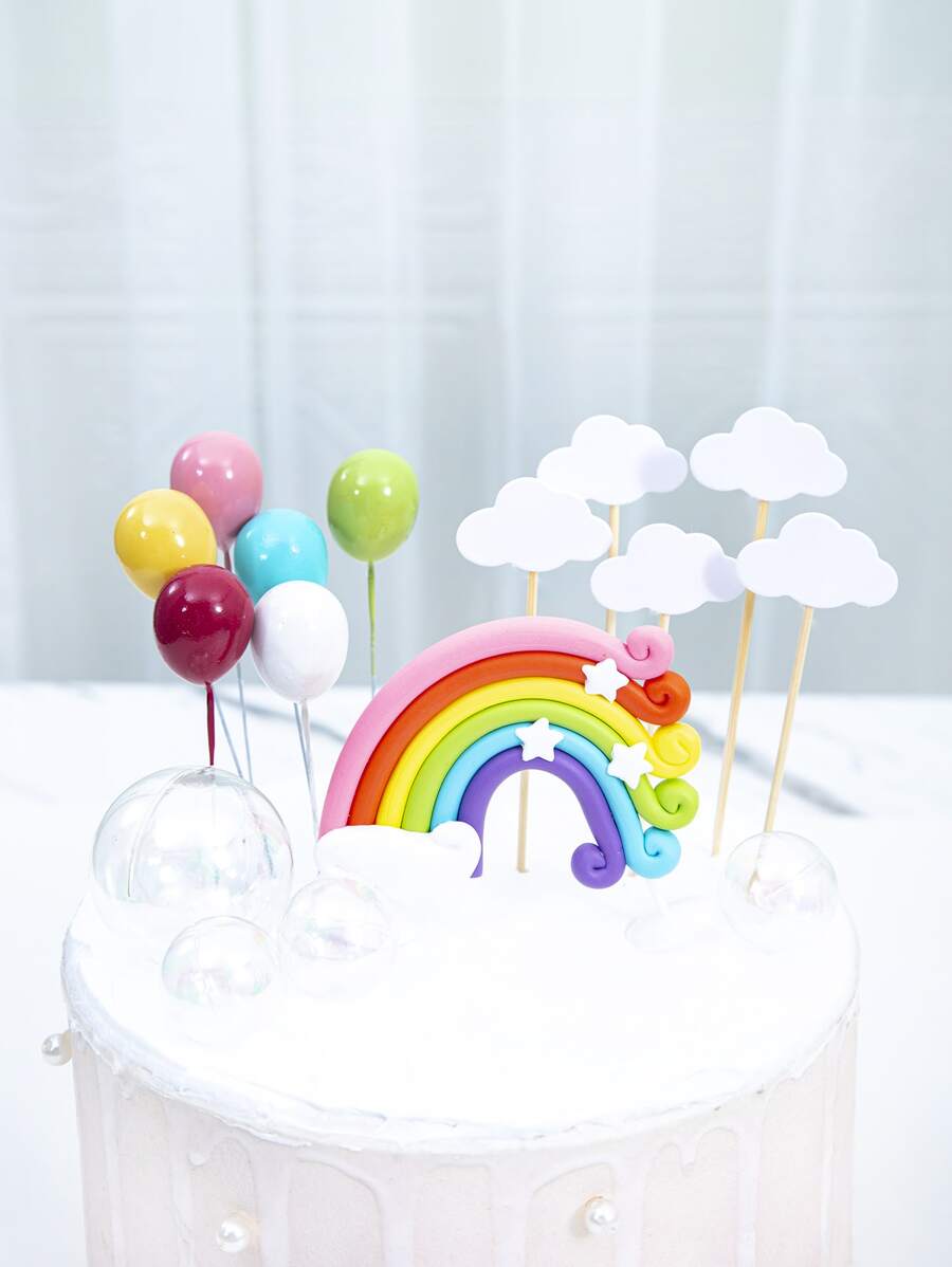 12pcs Rainbow Design Cake Topper Set | SHEIN USA