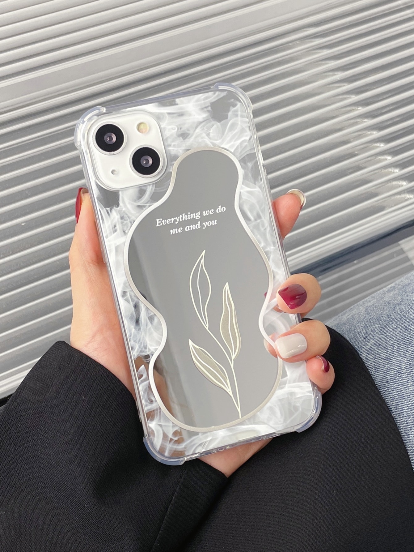 Leaf Pattern Mirror Phone Case