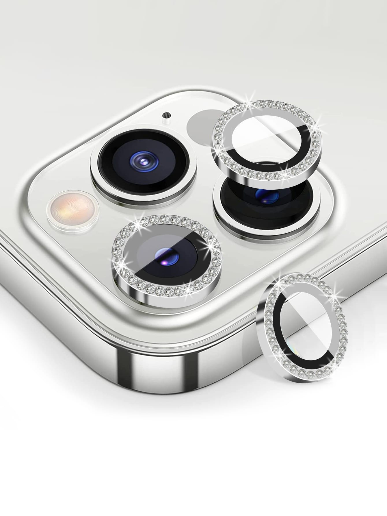 3pcs Rhinestone Decor Eagle Eye Phone Lens Film