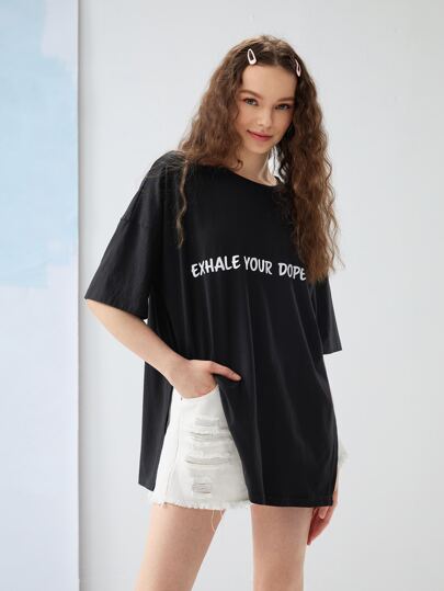 Slogan Letter Tees | Fashion Slogan Letter Tees | SHEIN USA
