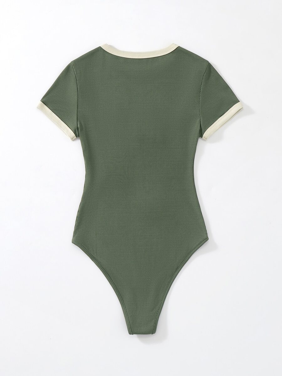 SHEIN EZwear Body con grafica e slogan, con bordi a contrasto, adatto ...