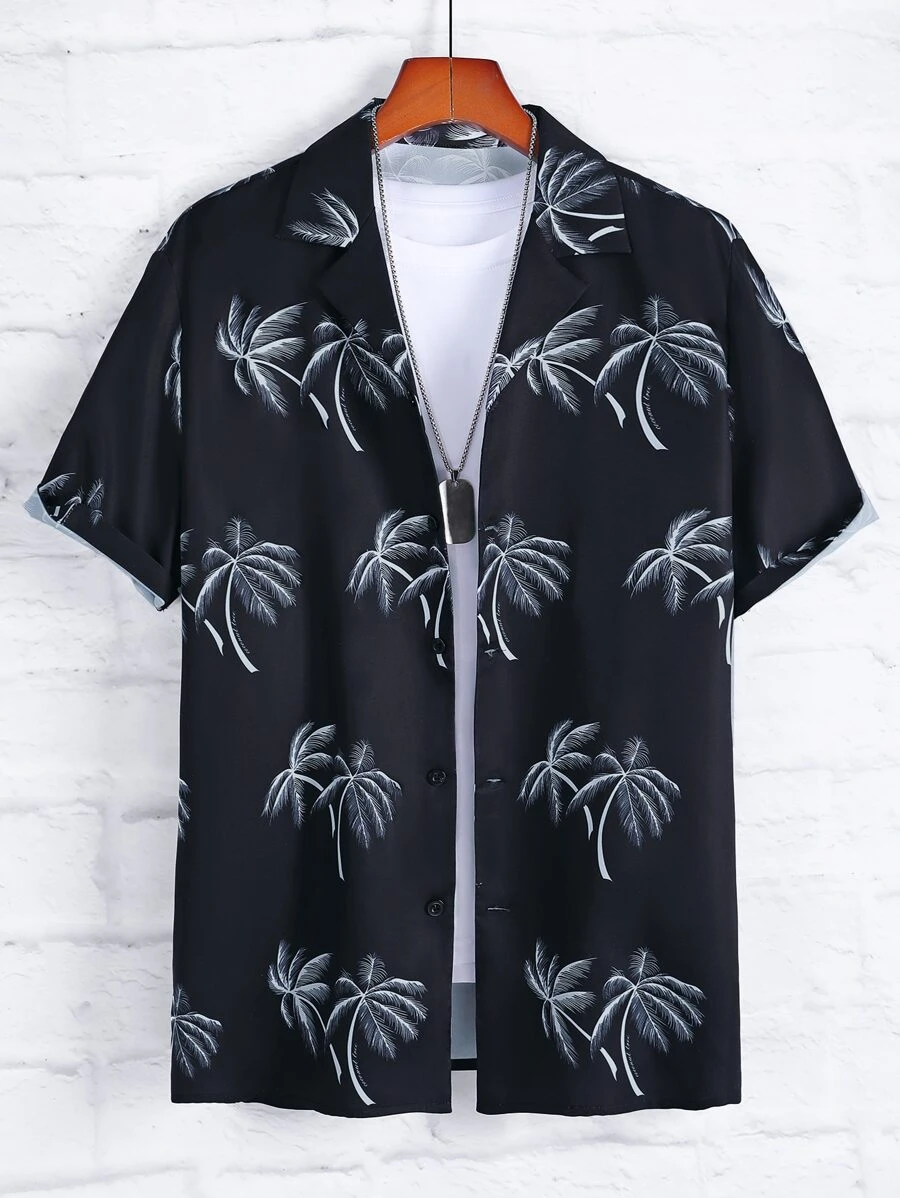 Manfinity Men Random Palm Tree Print Shirt | SHEIN USA