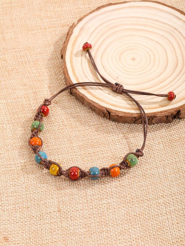 Colorblock Beaded Bracelet | SHEIN USA