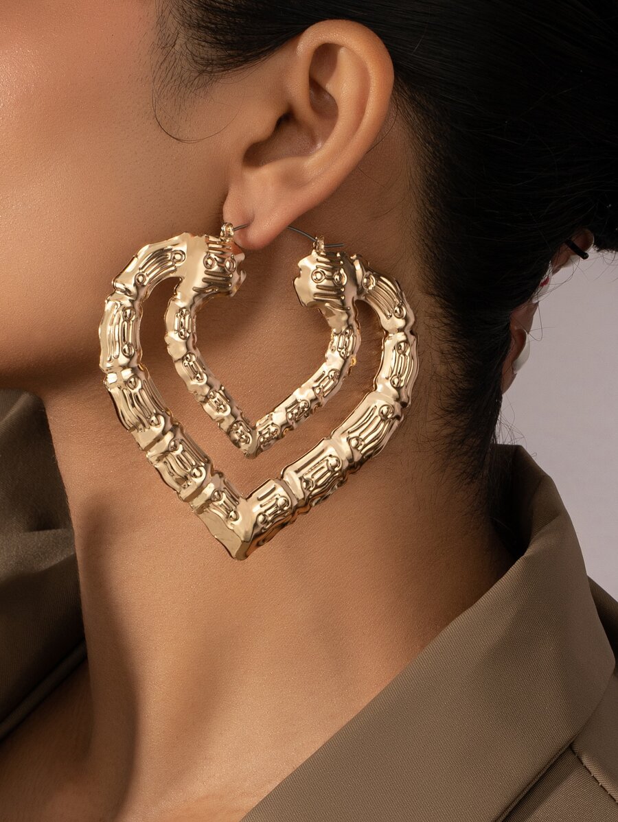 Bamboo Joint Heart Design Hoop Earrings Valentines,Mom,Mother,Mother's ...