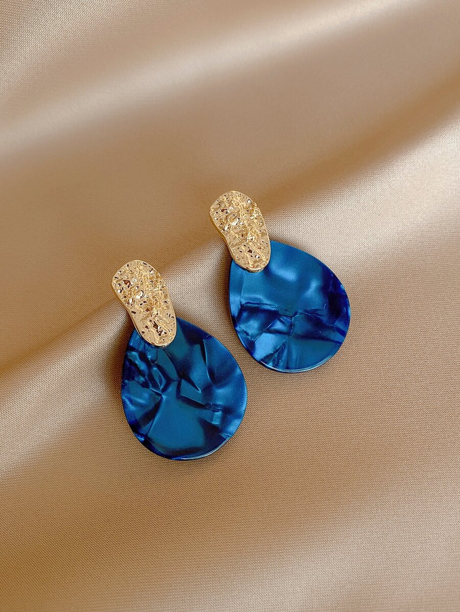 Andkiss Textured Metal Water Drop Earrings | SHEIN USA