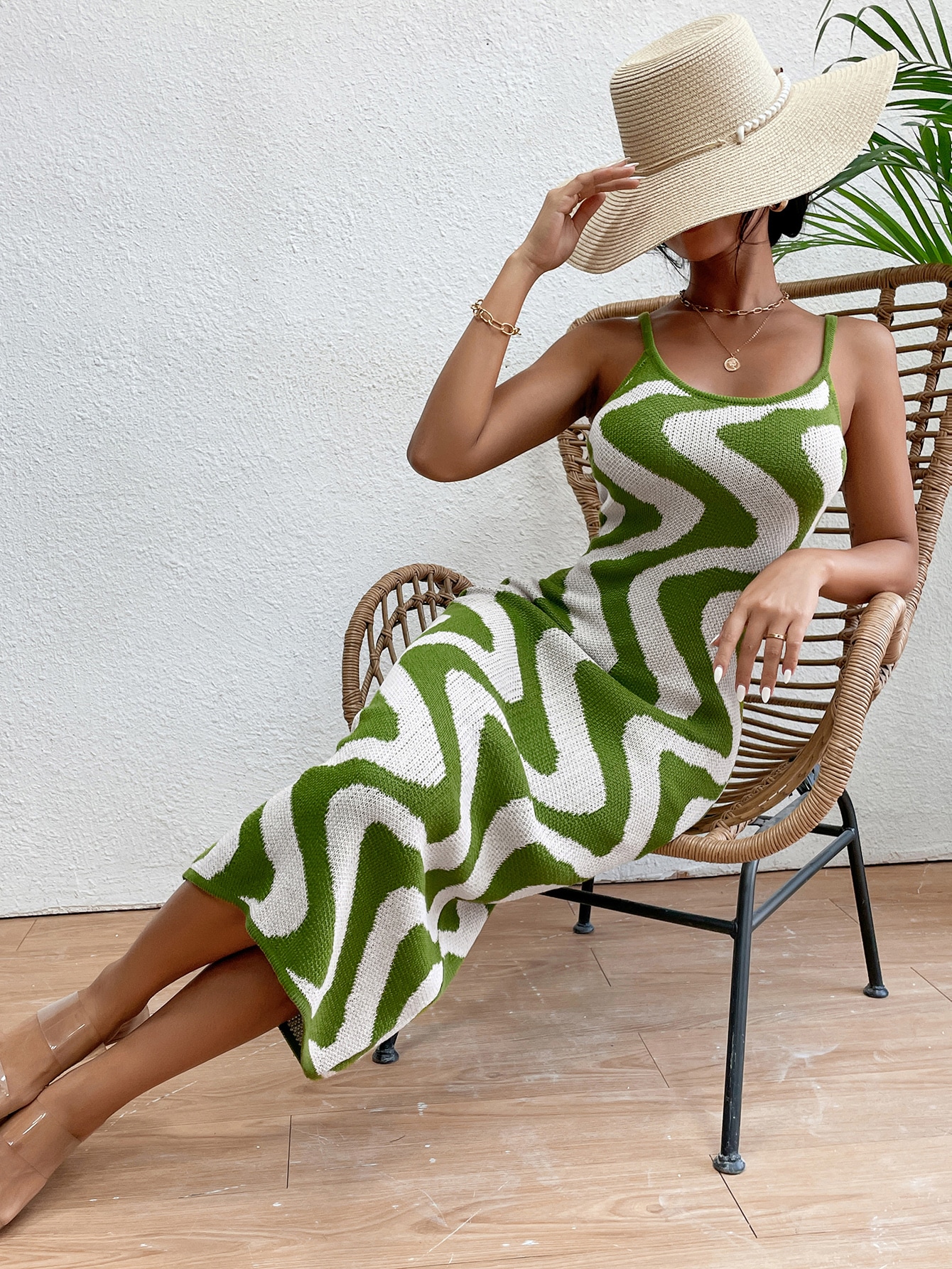 Wave Pattern Sweater Dress