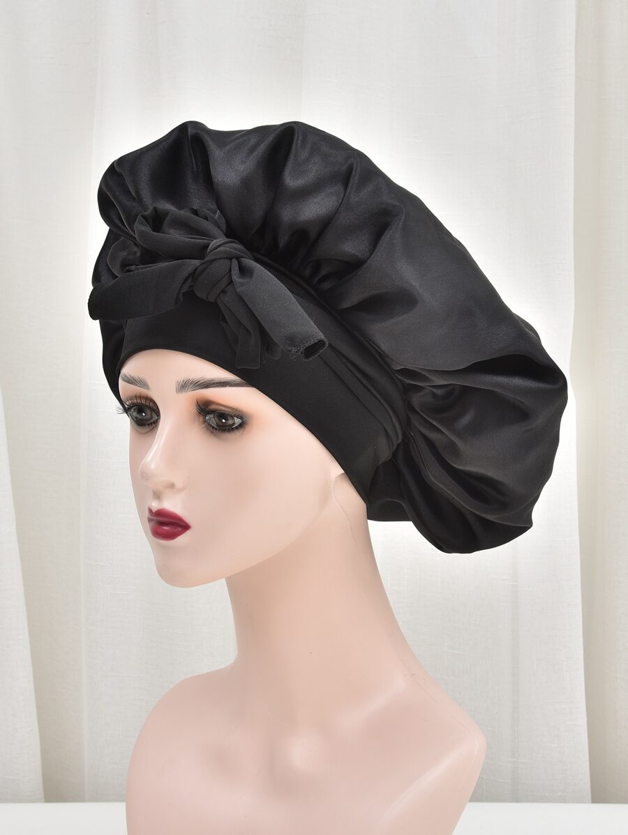 Fashionable Wide Brim Faux Silk Sleeping Cap Head Wrap Hair Hat Silk ...