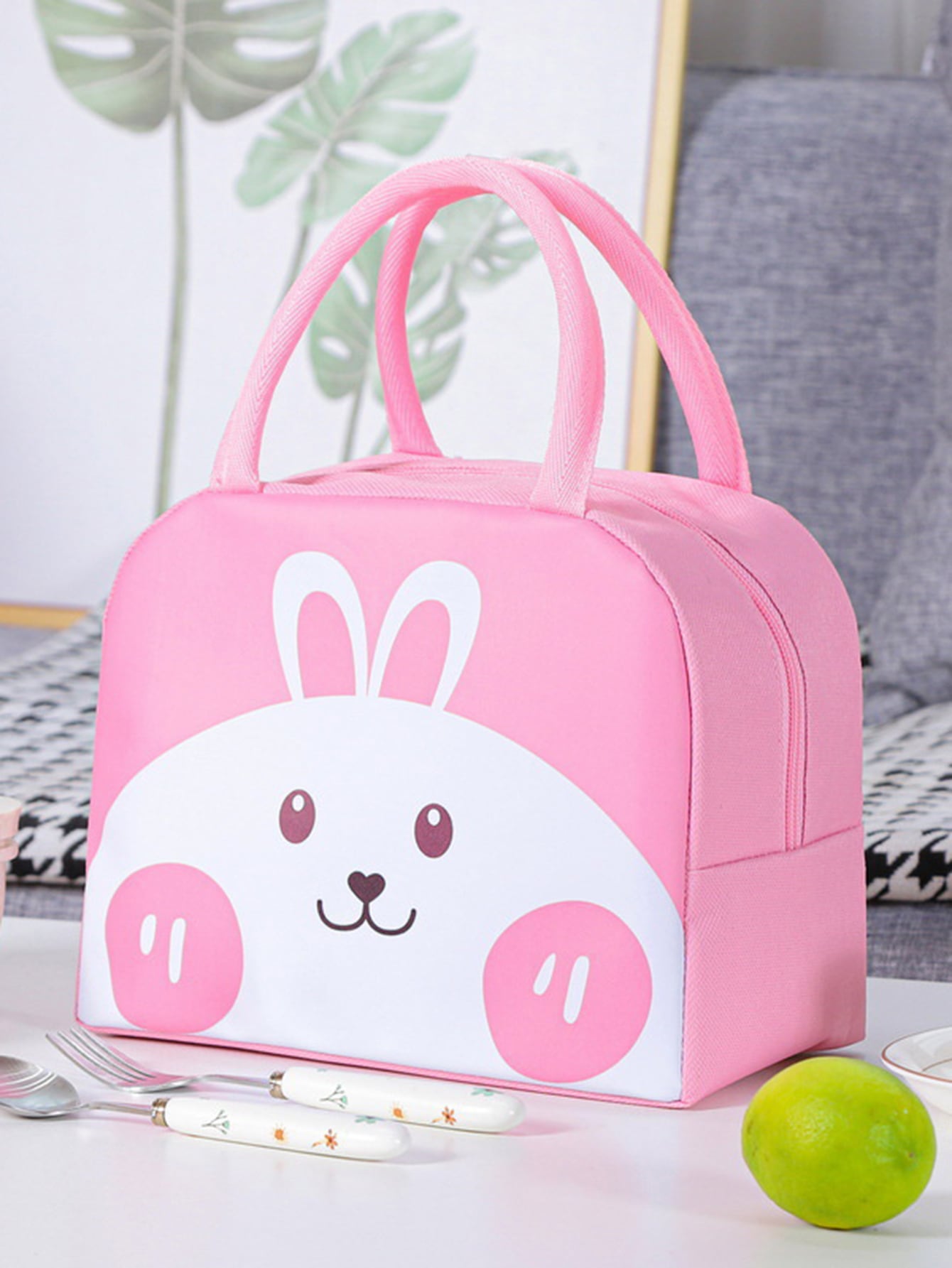 Cartoon Rabbit Print Lunch Bag