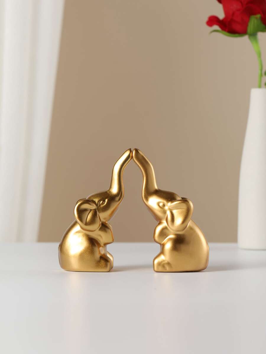 1pc Gold-Color Resin Elephant Home Decor Ornament | SHEIN USA