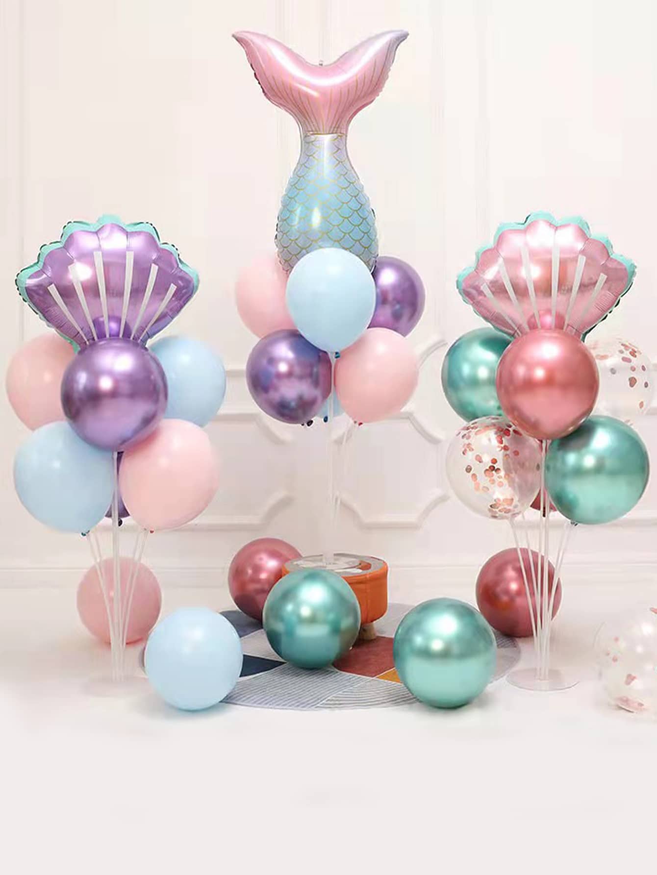 33pcs Mermaid Tail Pattern Balloon, Modern Shell & Fish Tail Shaped ...