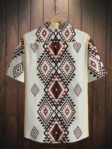 Manfinity RSRT Men 1pc Geo Print Button Up Shirt | SHEIN UK