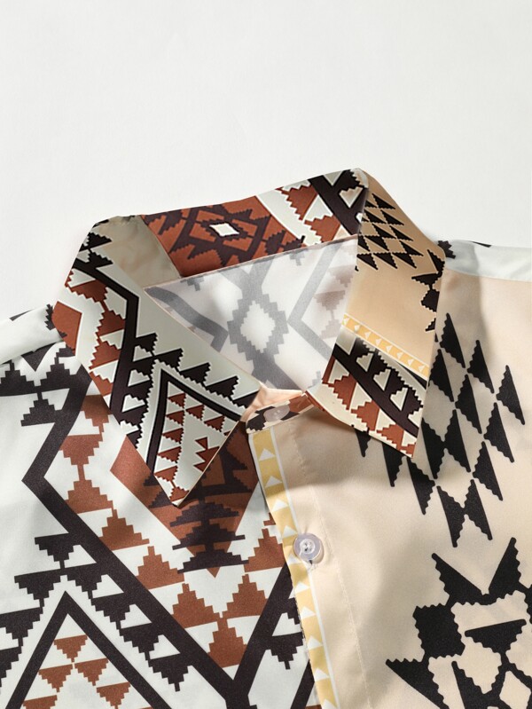 Manfinity RSRT Men 1pc Geo Print Button Up Shirt | SHEIN UK