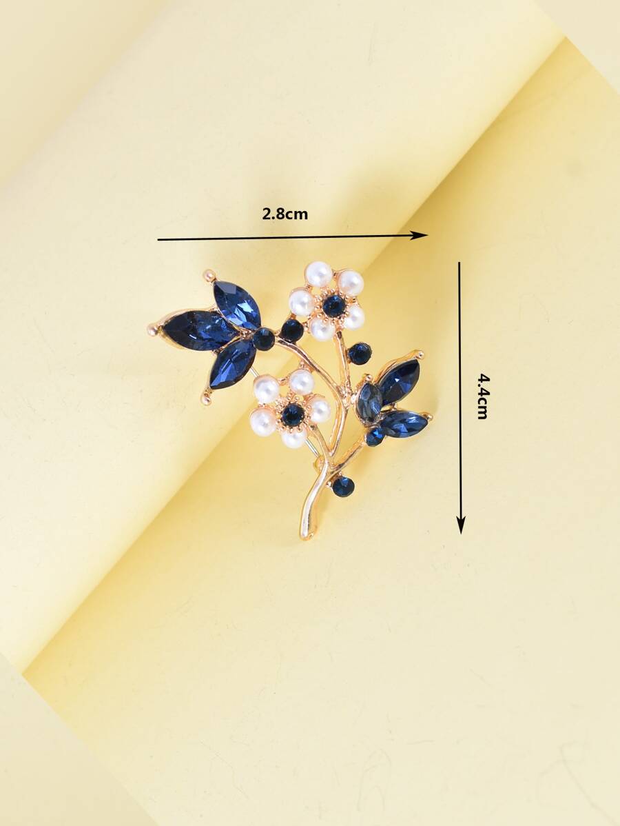 Faux Pearl & Rhinestone Decor Flower Design Brooch | SHEIN USA