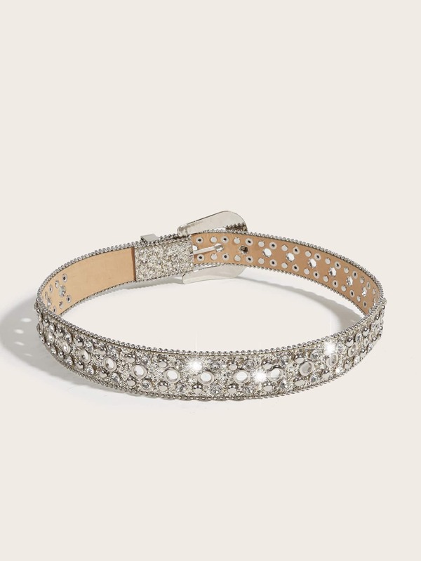 SHEIN Rhinestone Decor Buckle Belt | SHEIN USA