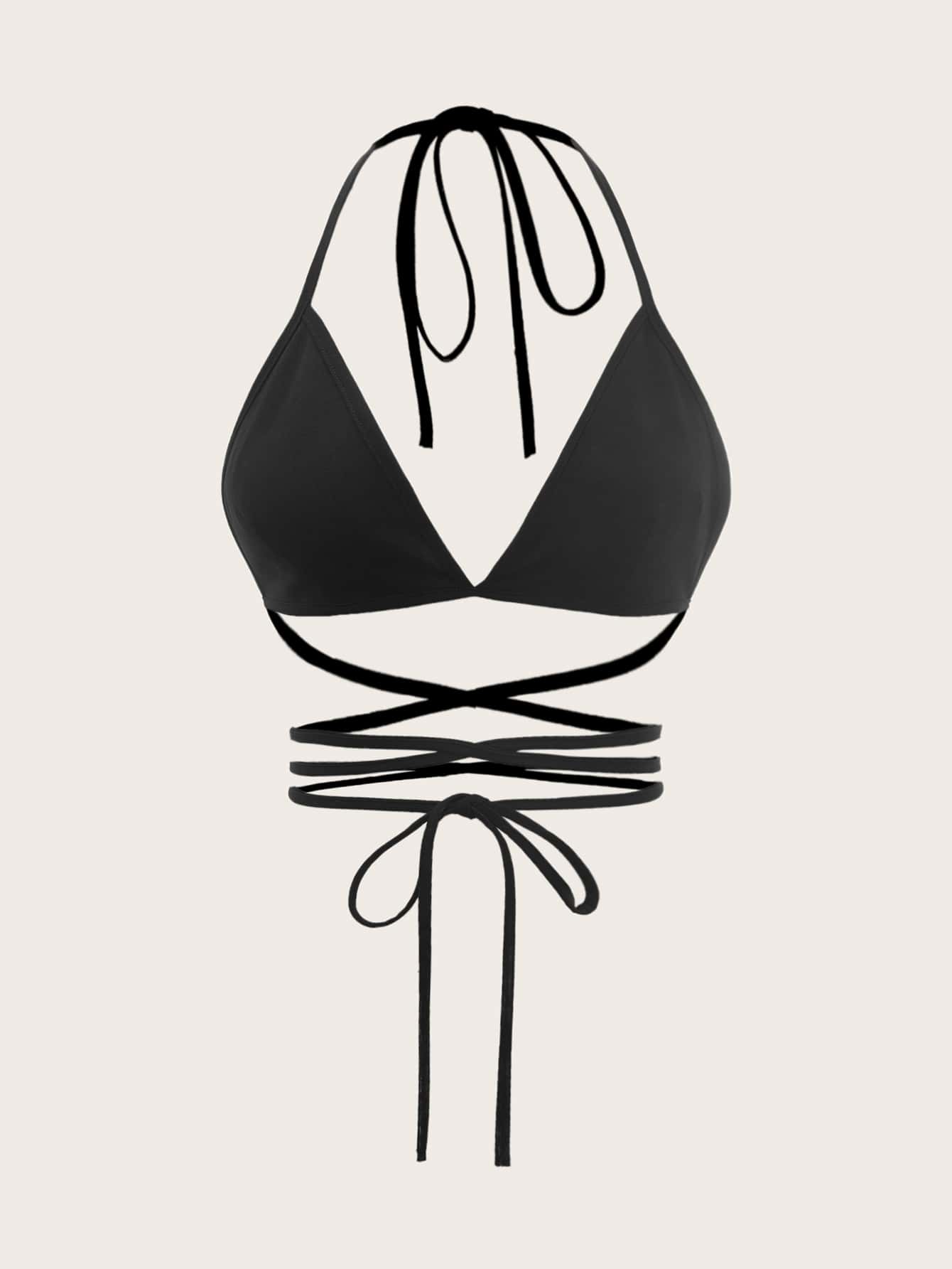 SHEIN ICON Solid Crisscross Tie Backless Crop Halter Top | SHEIN USA