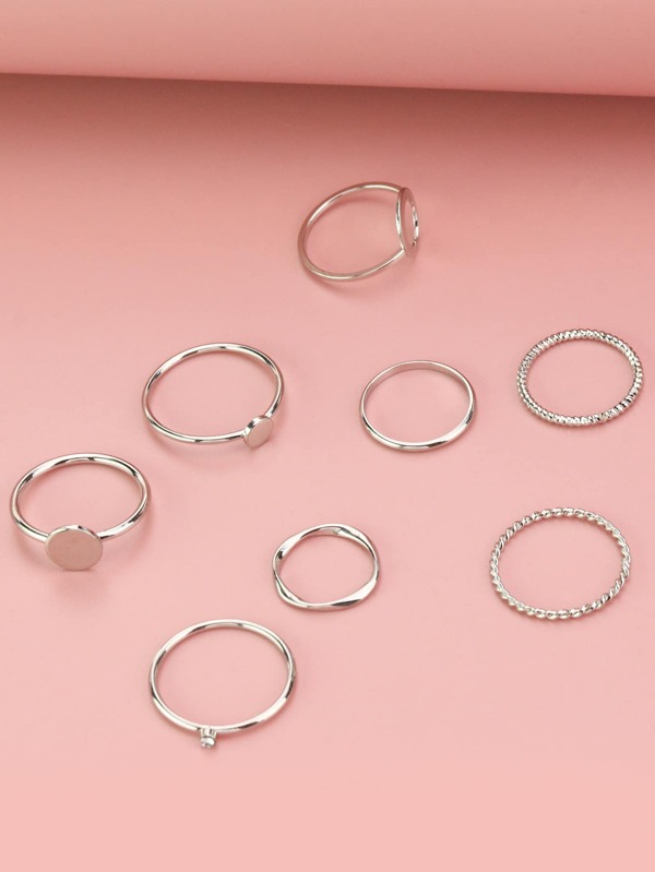 8pcs Minimalist Metal Ring | SHEIN UK