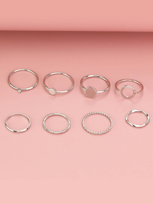 8pcs Minimalist Metal Ring | SHEIN USA