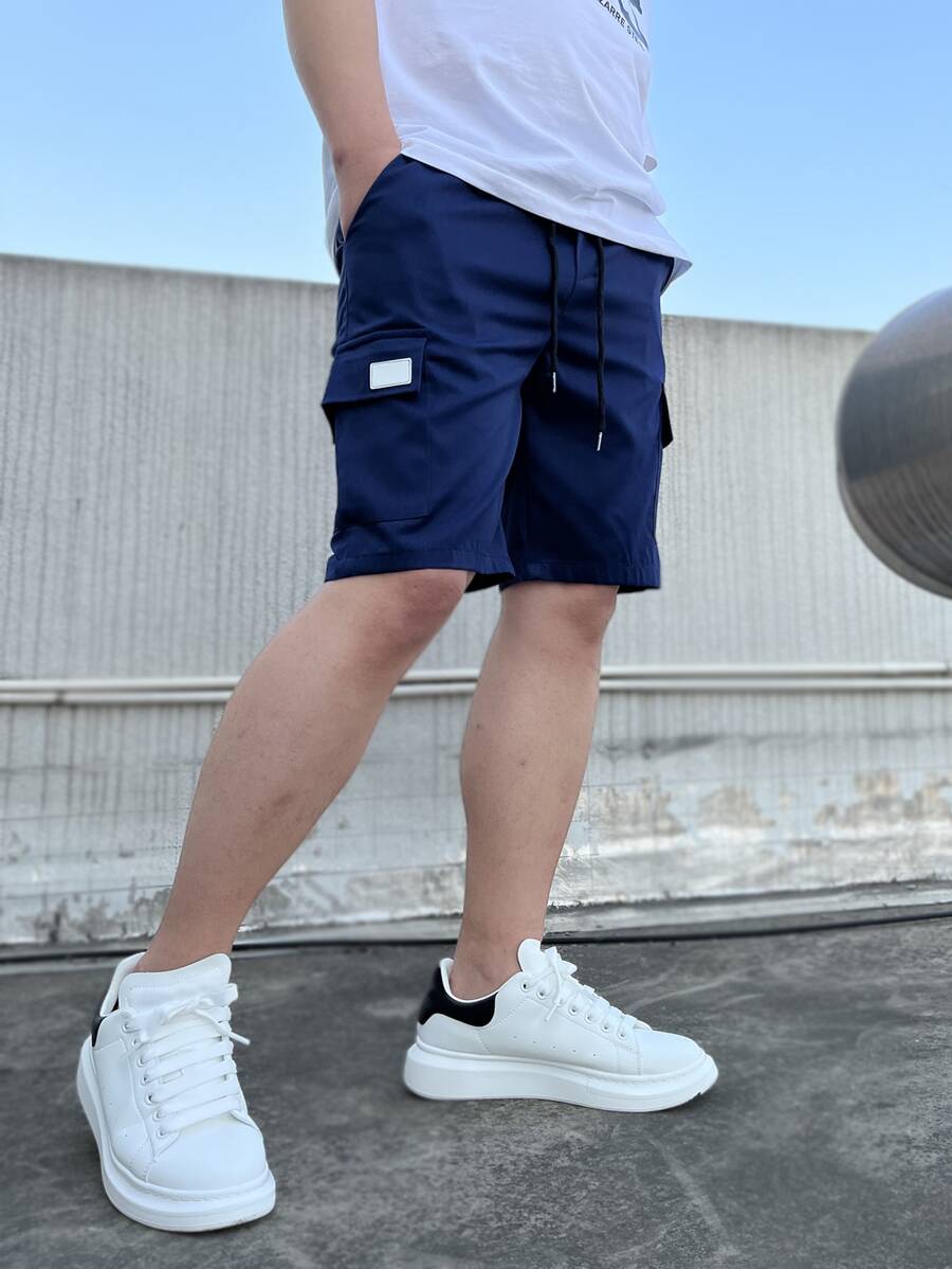 Manfinity Homme Loose Fit Men's Shorts With Patched Detail, Flap Pocket ...